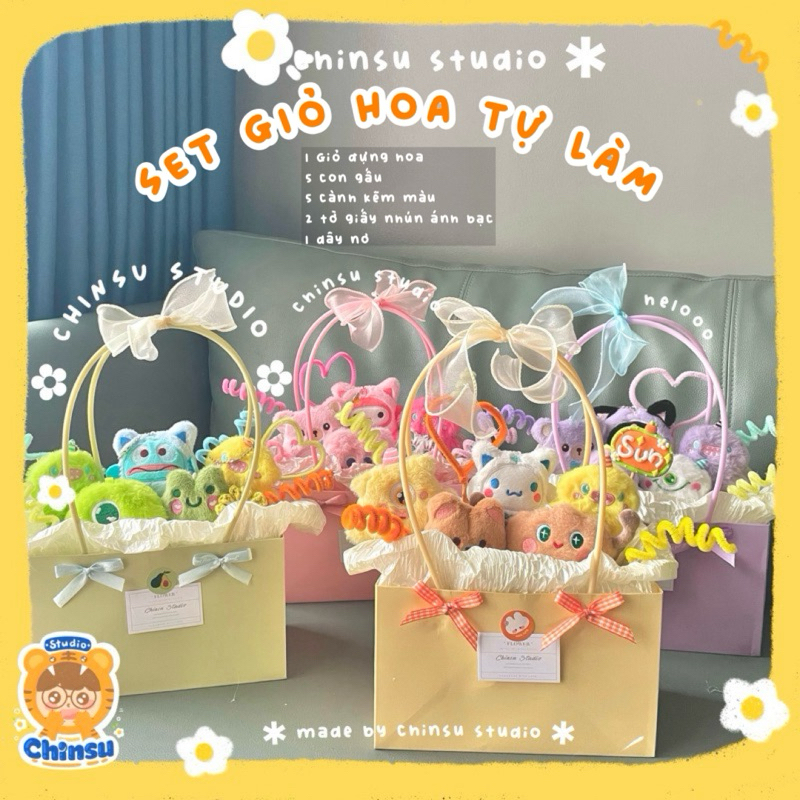 Set giỏ hoa gấu bông rời Chinsu studio [ SET MUA VỀ TỰ LÀM ] | Shopee ...