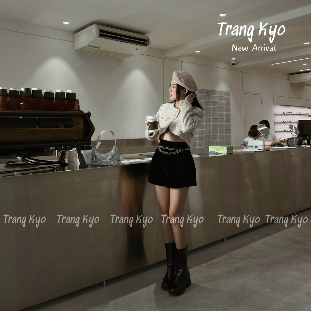 Quần Short Nhung Trang Kyo Kèm Belt Short Đùi Nhung Cúc Ngọc Mẫu Mới 2025 Phồng Đẹp | Shopee ...