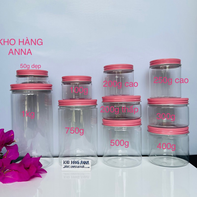HỦ NHỰA TRONG SUỐT NẮP NHÔM HỒNG / VÀNG 200g 250g 300g 500g 750g 1kg 100g 50g - HỘP NHỰA PET ...