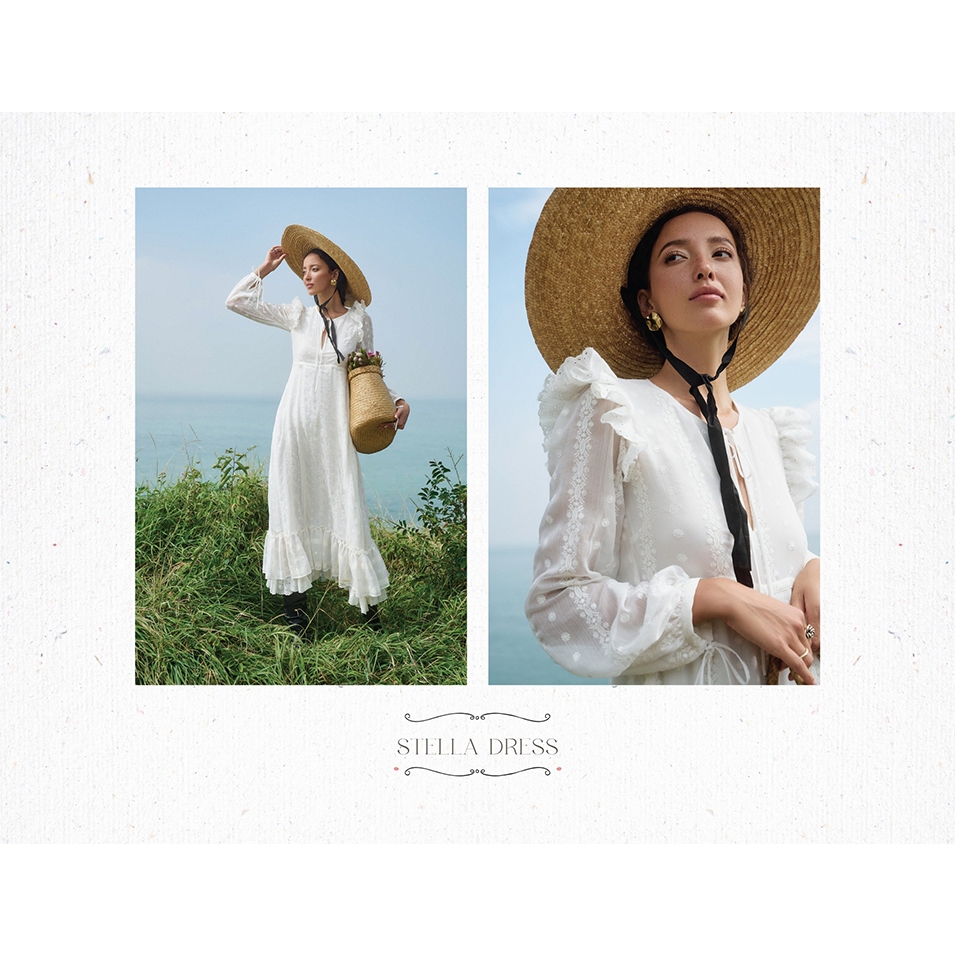 Đầm Maxi tơ thêu, đầm tiểu thư tay dài phối ren - STELLA DRESS | SOLE ...