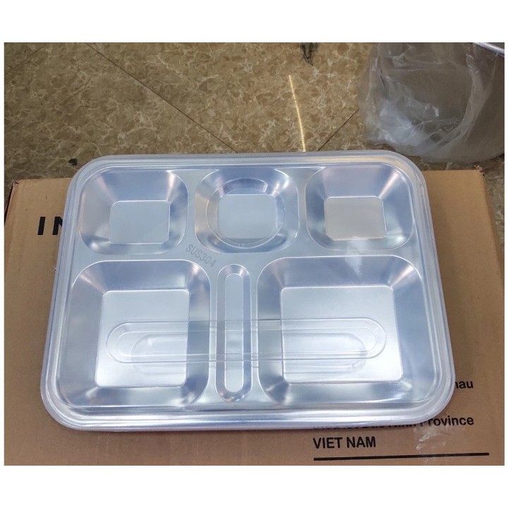 Khay cơm inox 6 ngăn inox 304 loại dày cao cấp có nắp nhựa | Shopee ...