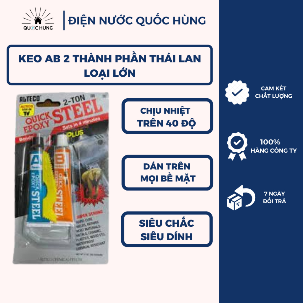Keo AB 2 Thành Phần Thái Lan Loại Lớn Quick Epoxy Steel Alteco 56.7gr-Siêu Cứng-Chịu Nhiệt-Chịu ...
