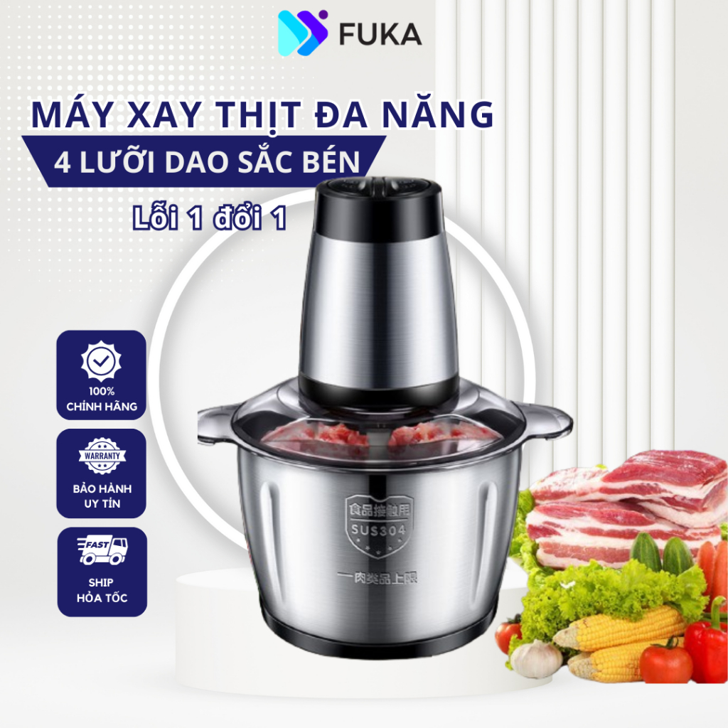 Máy Xay Thịt Inox 4 Lưỡi Đa Năng, Công suất 250w xay thịt, xay tỏi ới ...