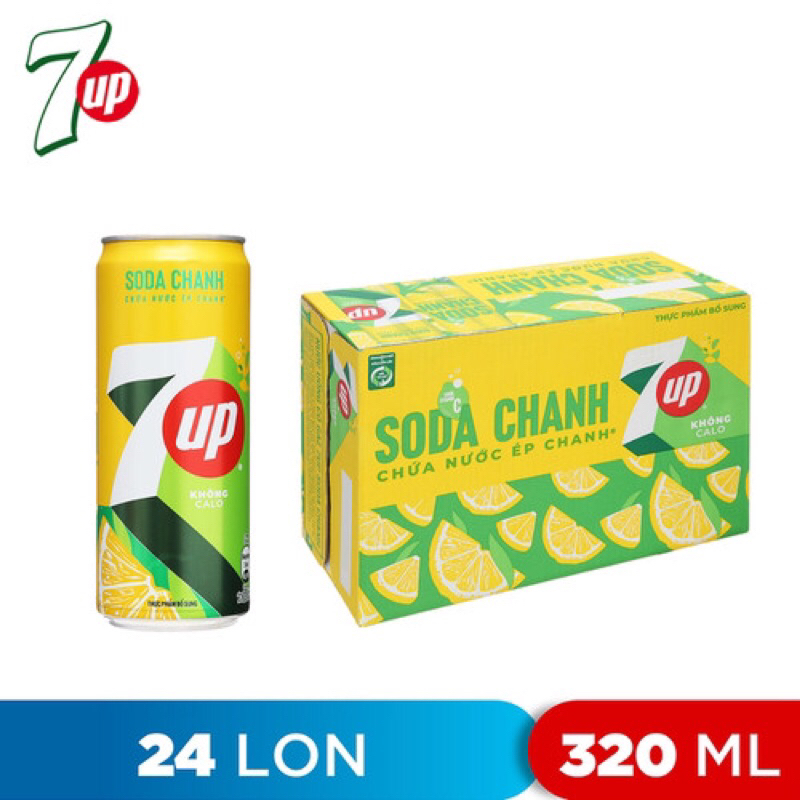 Thùng 24 lon Nước ngọt 7UP Soda chanh không calo 320ml | Shopee Việt Nam