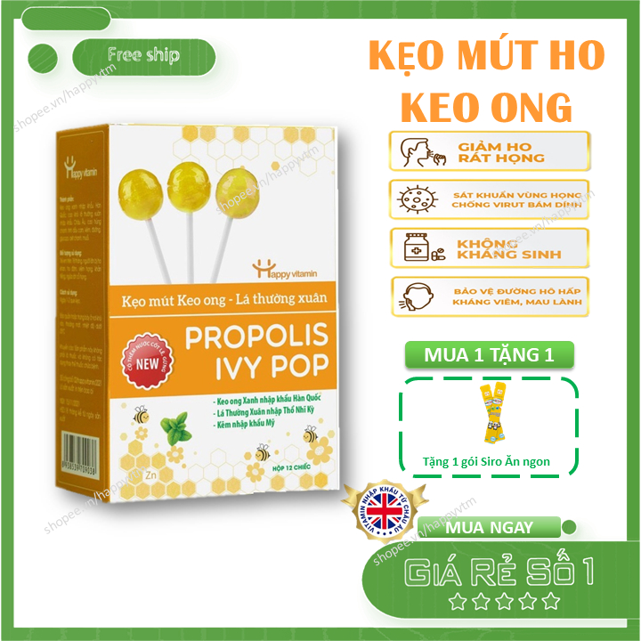 Kẹo mút Keo ong lá thường xuân. Hàng chính hãng Happy Vitamin | Shopee ...