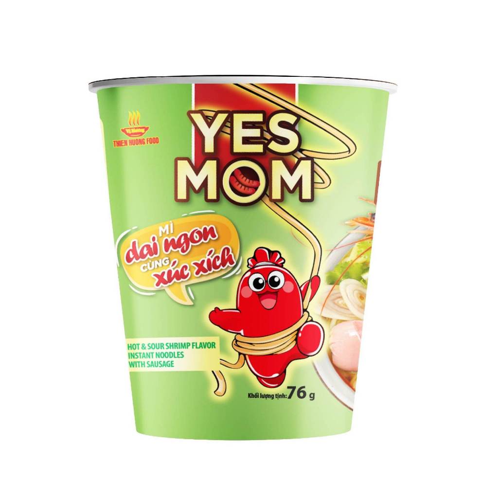 Thùng 24 ly Mì Tôm Chua Cay Yes Mom Có Xúc Xích 76g/ly | Shopee Việt Nam
