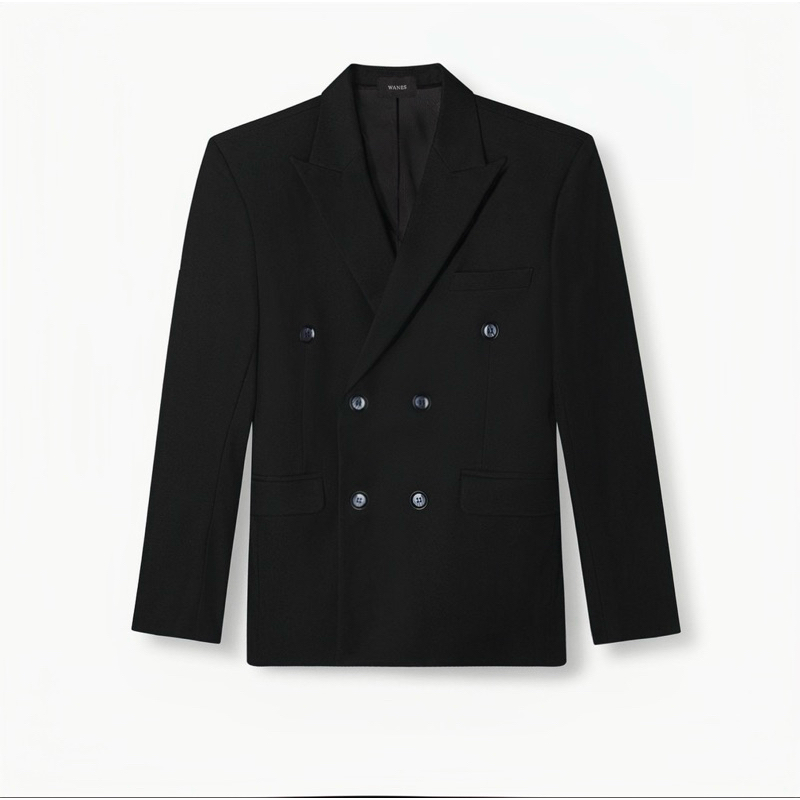 Áo Blazer 6 Cúc Đen Ngọc Ve Nhọn | Wanes Double Breasted Black Suit ...