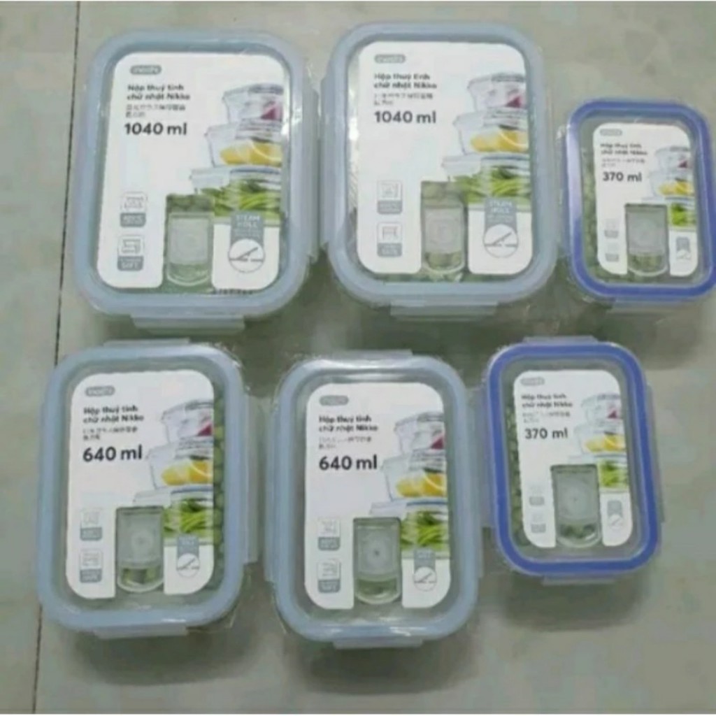 Hộp thủy tinh hình chữ nhật INOCHI, đựng thức ăn, thực phẩm kháng khuẩn Nikko xuất Nhật Bản chữ ...