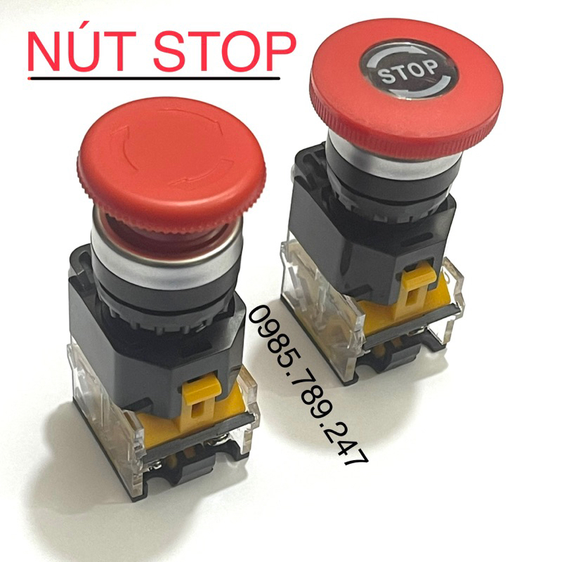 Nút Stop, nút dừng khẩn cấp, nút tắt mở "Phi Φ22mm"- LA38 (Gồm 1 cặp NO ...
