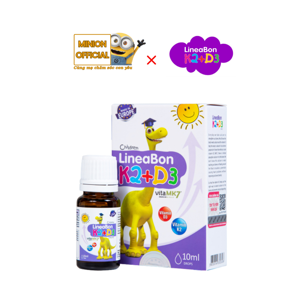 Combo 2 D3K2 LineaBon, bổ sung Vitamin D3, K2-MK7 hỗ trợ bé phát triển chiều cao (DT 10ml/hộp ...