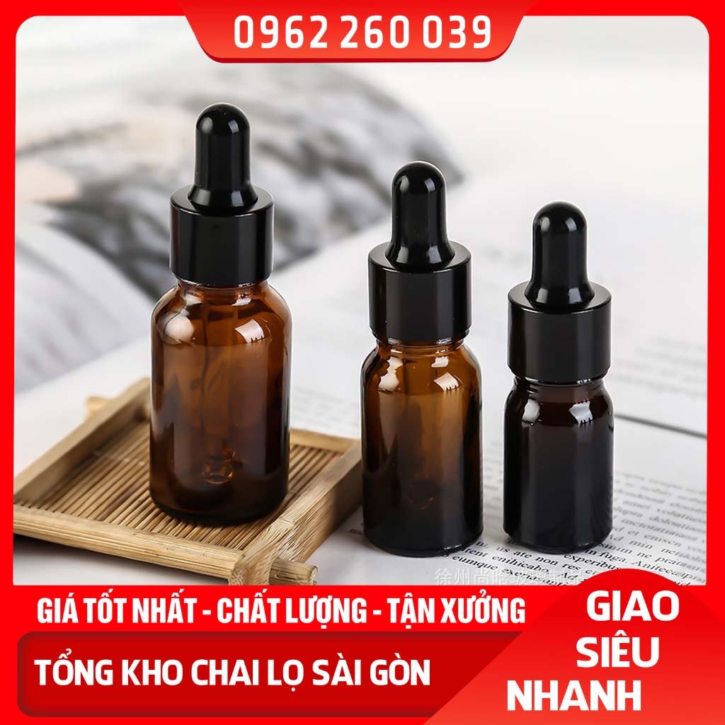 Chai Thủy Tinh NÂU Nắp Bóp ĐEN 5ml 10ml 15ml 20ml 30ml 50ml 100ml - Lọ Chiết Serum | Shopee Việt Nam