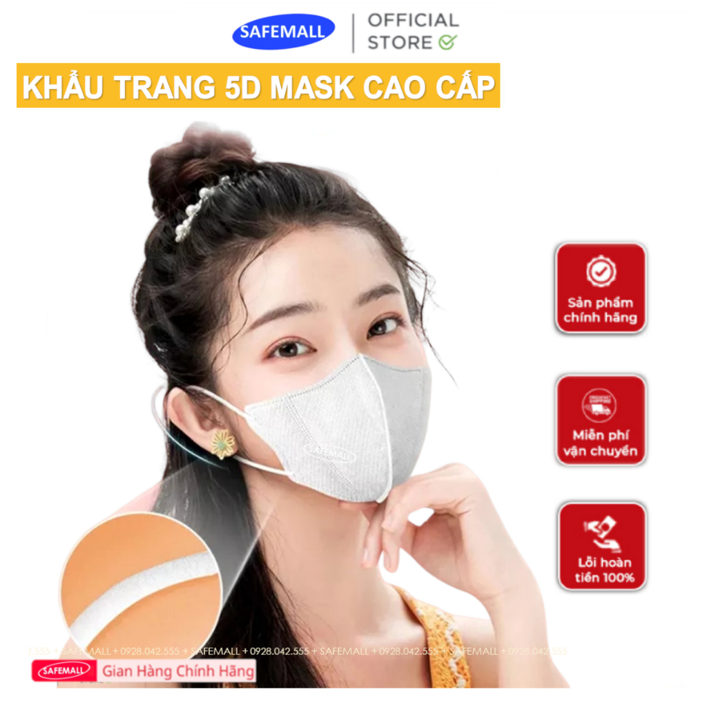 Bán sỉ Thùng 1000 Chiếc Khẩu Trang 5D Mask SAFEMALL 3 Lớp Lọc Kháng ...