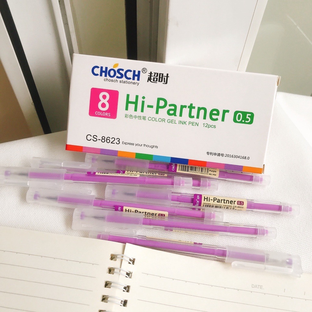 Hộp 12 cây bút bi nước Chosch cho học sinh ngòi 0.5mm viết êm mực đều ...