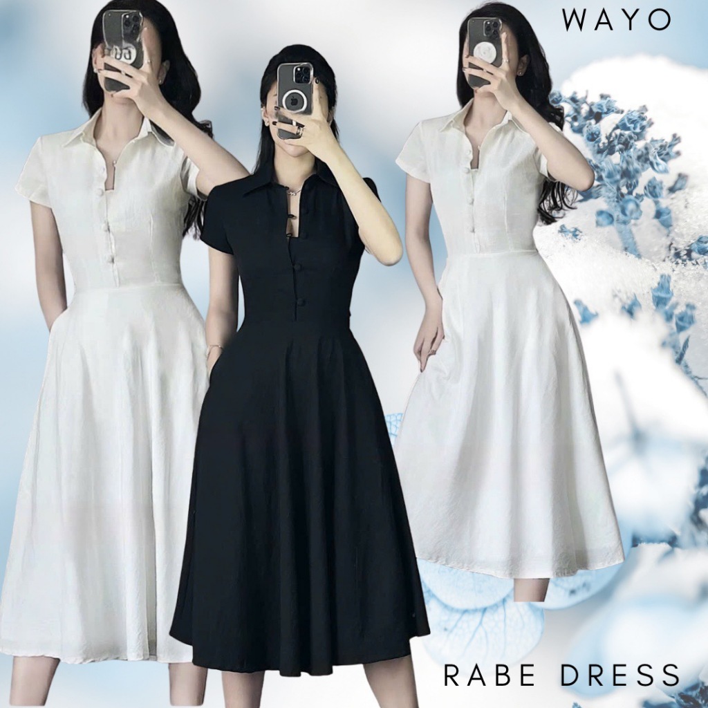[Rabe Dress] Đầm WAYO thiết kế cổ sơ mi nút bọc thanh lịch sang trọng ...