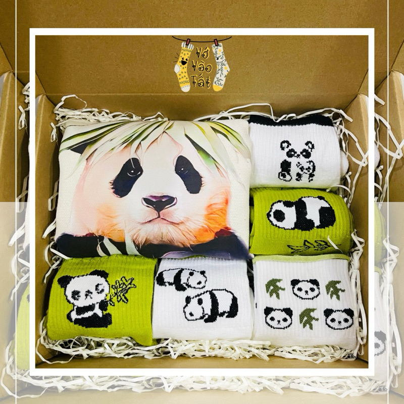 Set quà tặng sinh nhật GẤU TRÚC PANDA xinh xắn, bao gồm hộp và thiệp ...