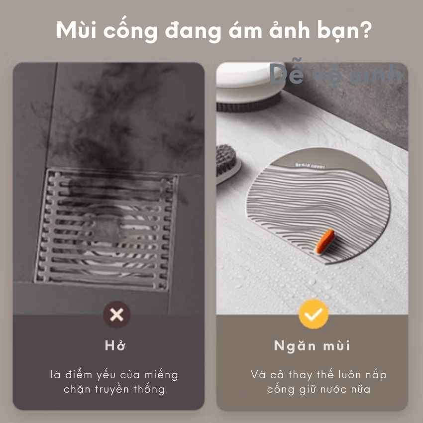 Nắp đậy cống thoát nước ngăn mùi hôi silicon FEEKA, ống bịt cống chặn ...