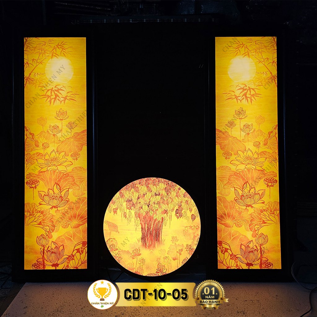 Đèn Hào Quang Phật In Trúc Chỉ Combo Đôi Tròn Hoa Sen, Cây Bồ Đề Trang ...