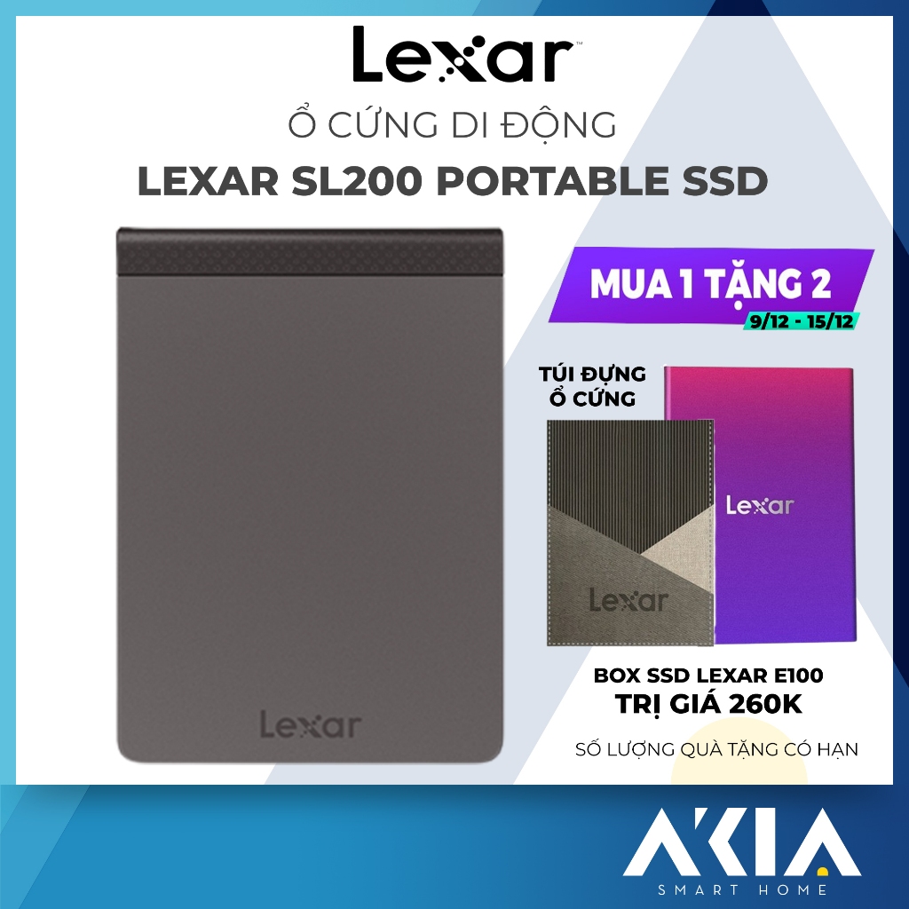 Ổ cứng di động Lexar 512GB/ 1TB/ 2TB SL200 Portable SSD , tốc độ đọc ...