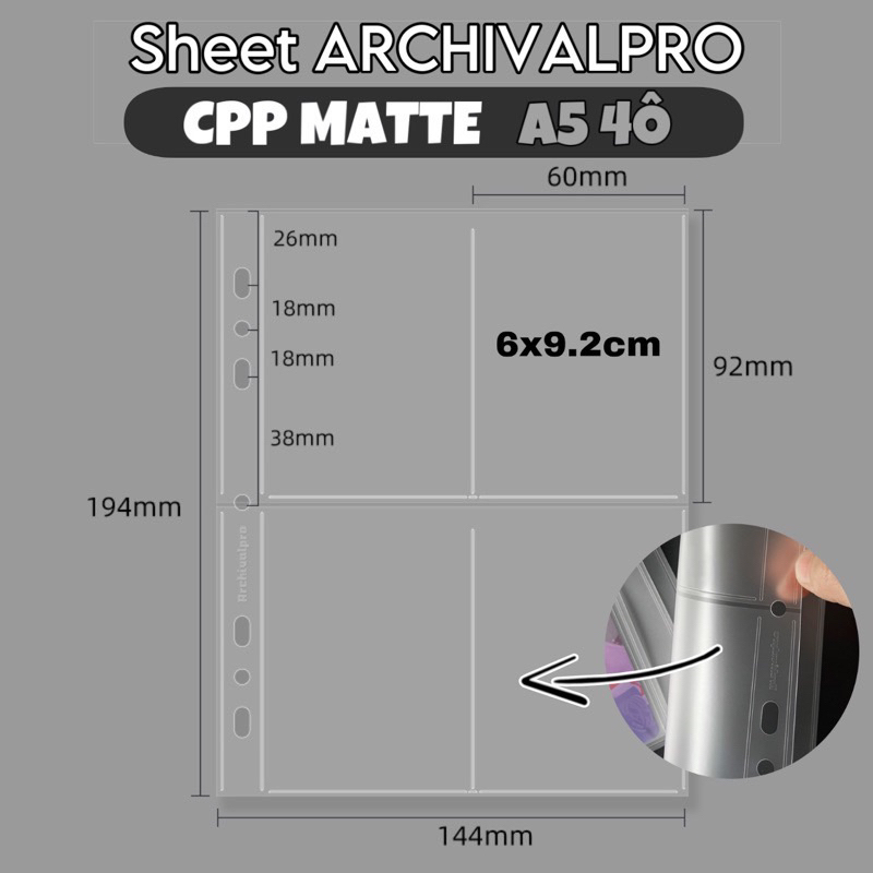 Sheet A5 Archivalpro Dày Chính Hãng Sheet Chất Pp Cpp Vừa 2 3 Và 6