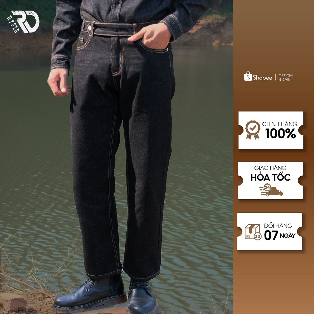 Quần jeans nam sidetap màu đen độc đáo, màu Indigo Black nam tính ...