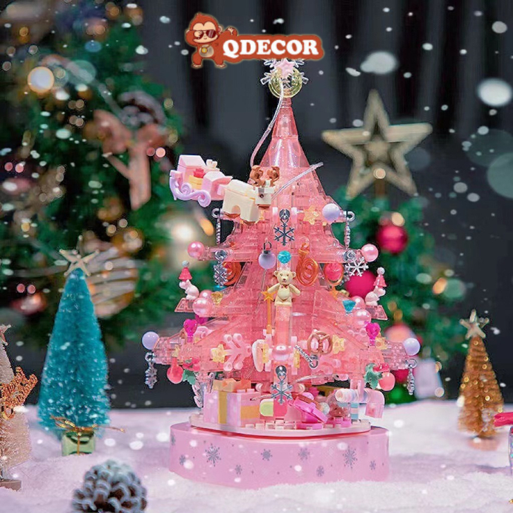 Bộ Hộp Nhạc Lego Cây Thông Noel Giáng Sinh Pha Lê Hồng Có Đèn Lung Linh ...