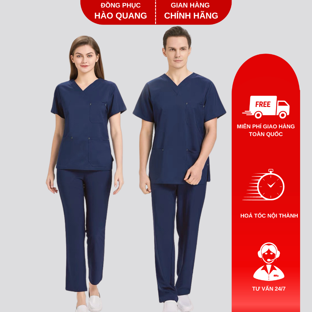 Bộ Scrubs Bác Sĩ,Bộ Đồ Cổ Tim Spa Xanh Than Hàng Cao Cấp | Shopee Việt Nam