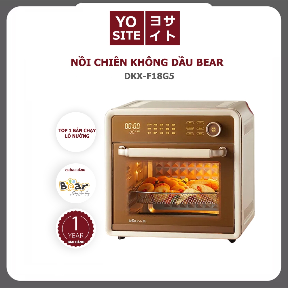 Nồi chiên không dầu Bear DKX-F18G5 18L điều khiển cảm ứng tích hợp 15 chương trình nầu ăn có sẵn ...
