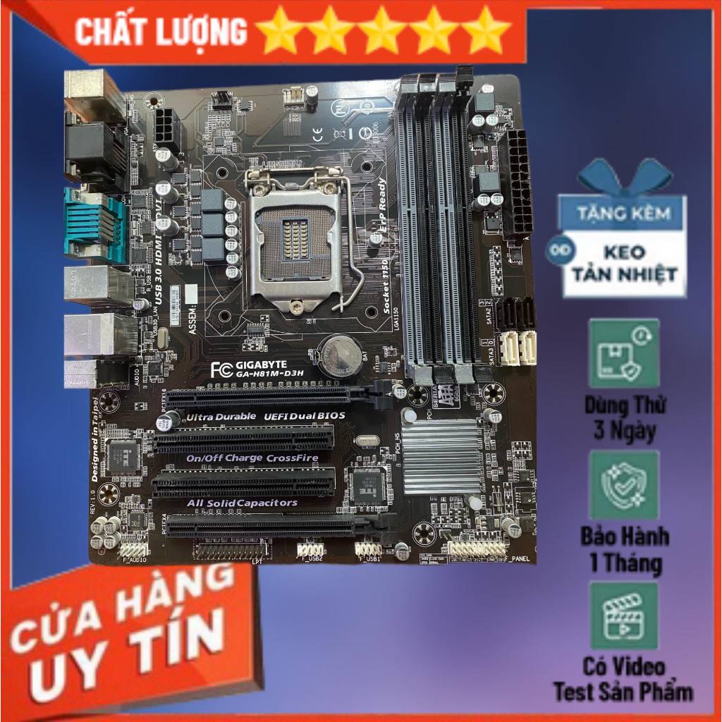 Main Giga H81m-D3h 4 khe ram zin đủ Chặn tặng keo tản nhiệt giá rẻ | Shopee Việt Nam