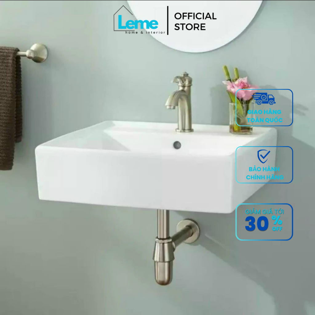 Chậu rửa mặt mini, Lavabo treo tường hình chữ nhật kích thước 36x25 cm ...