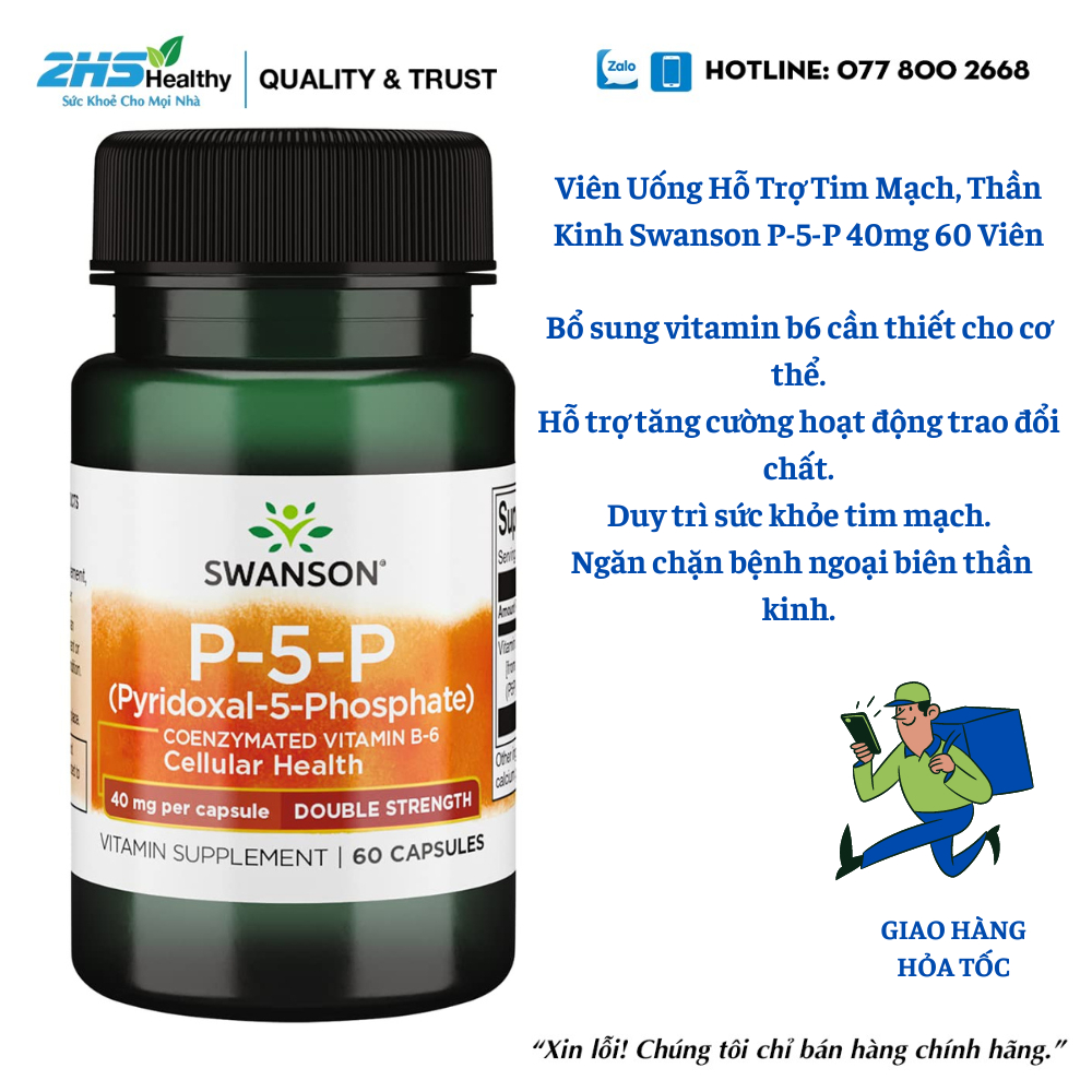 Swanson P-5-P Pyridoxal-5-Phosphate 40mg ( P5P ) Vitamin B6 ,Viên Uống ...