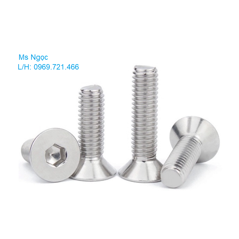 Bu lông ốc vít lục giác chìm đầu bằng inox size M5 inox 304, DIN7991 set 100 con | Shopee Việt Nam