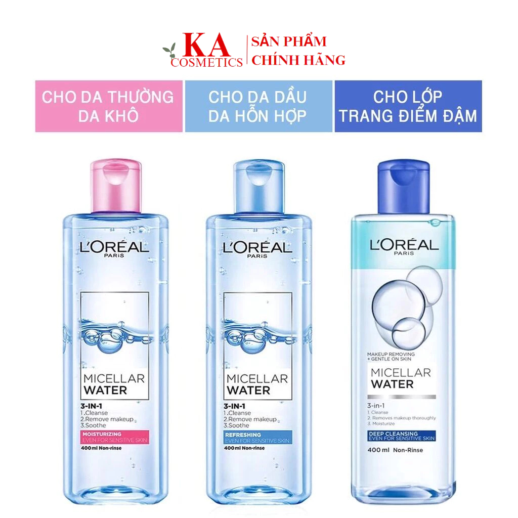Nước Tẩy Trang L'Oreal Paris Micellar Water 3-in-1 400ml | Shopee Việt Nam