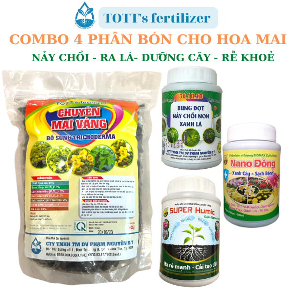 Bộ 4 sản phẩm phân bón cho hoa Mai (mai, nano,humic,30-10) TOTT's ...