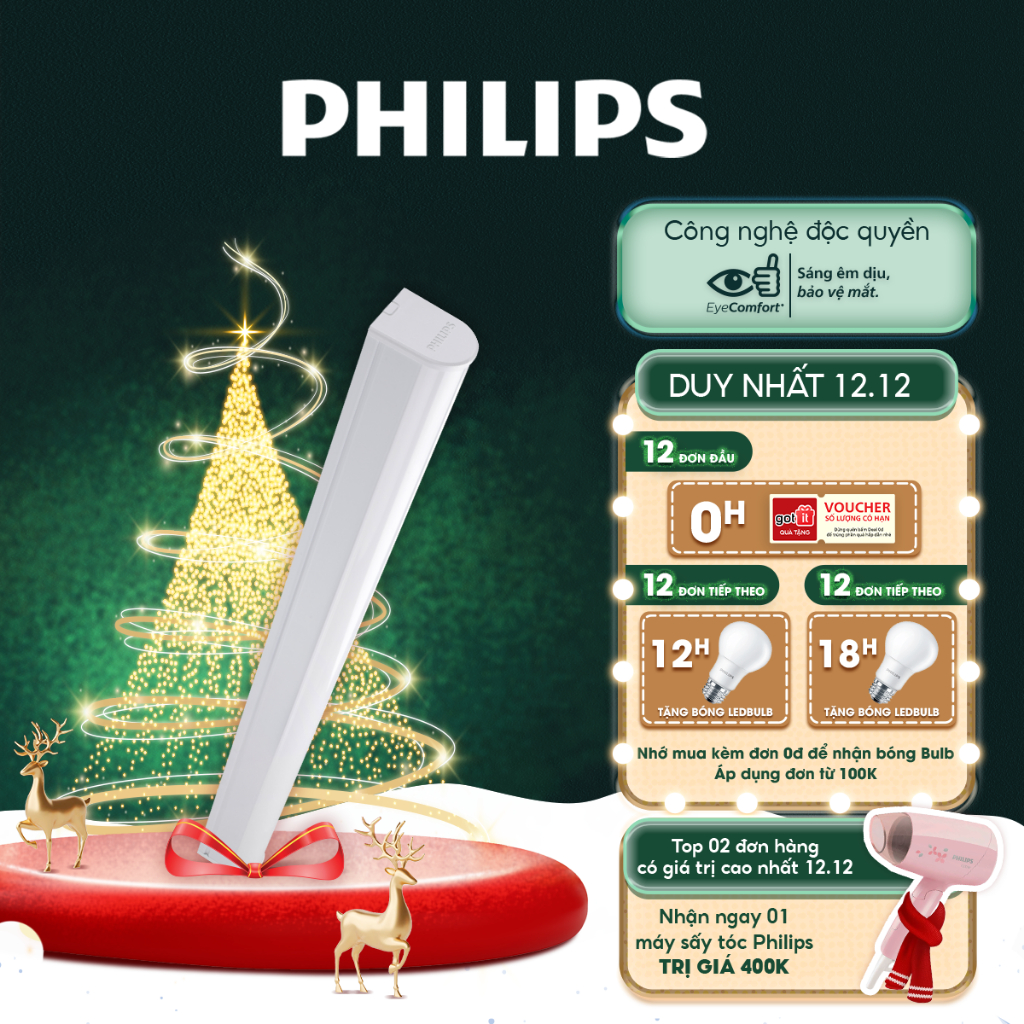Bộ máng đèn Philips LED Batten BN012C G2 (01 đèn) | Shopee Việt Nam