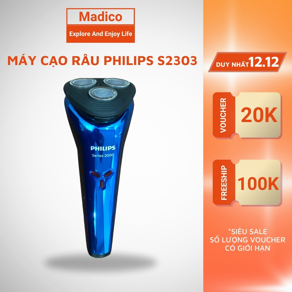 Máy cạo râu điện Philips seri 2000 S2302 S2303 tích hợp sạc nhanh 5 ...