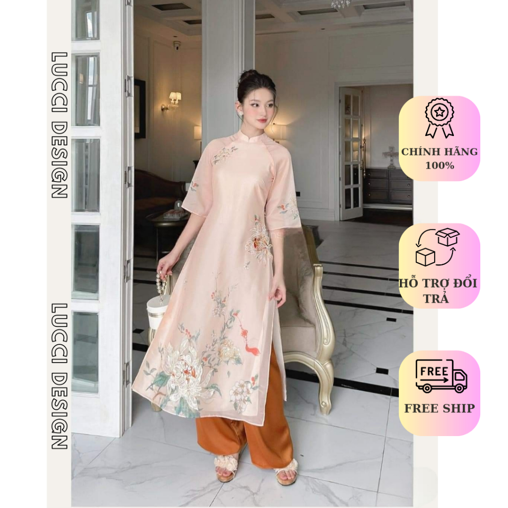 Áo dài cách tân Khuê Cúc vải tơ ánh cao cấp by Lucci.Design | Shopee ...