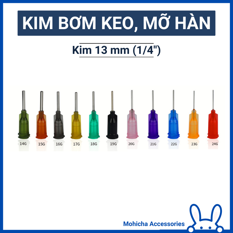 Combo 50 kim bơm keo các loại thân nhựa Luer-Lock mũi kim thép dài 13mm ...