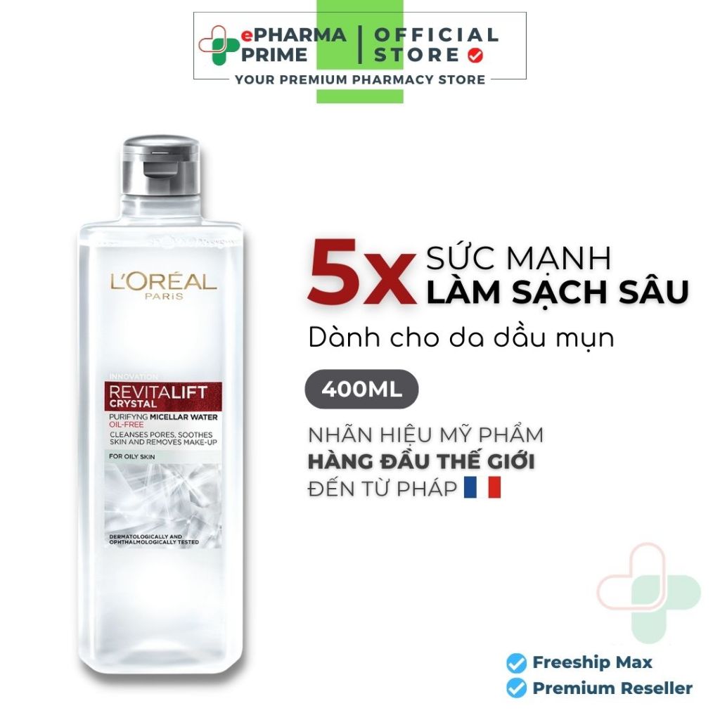 Nước Tẩy Trang L'Oreal Paris Revitalift Crystal Purifying Micellar Water Dành Cho Da Dầu Mụn ...