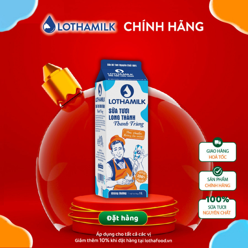 Sữa tươi thanh trùng Lothamilk hộp 1L | Shopee Việt Nam