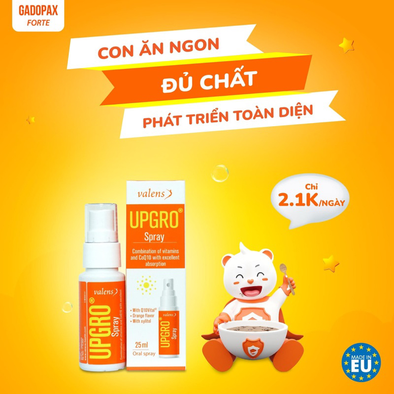 Upgro Spray Dạng Xịt - Bổ Sung Vitamin tổng hợp, Hỗ Trợ Tăng Sức Đề Kháng Cho Bé Chai 25ml Chính ...