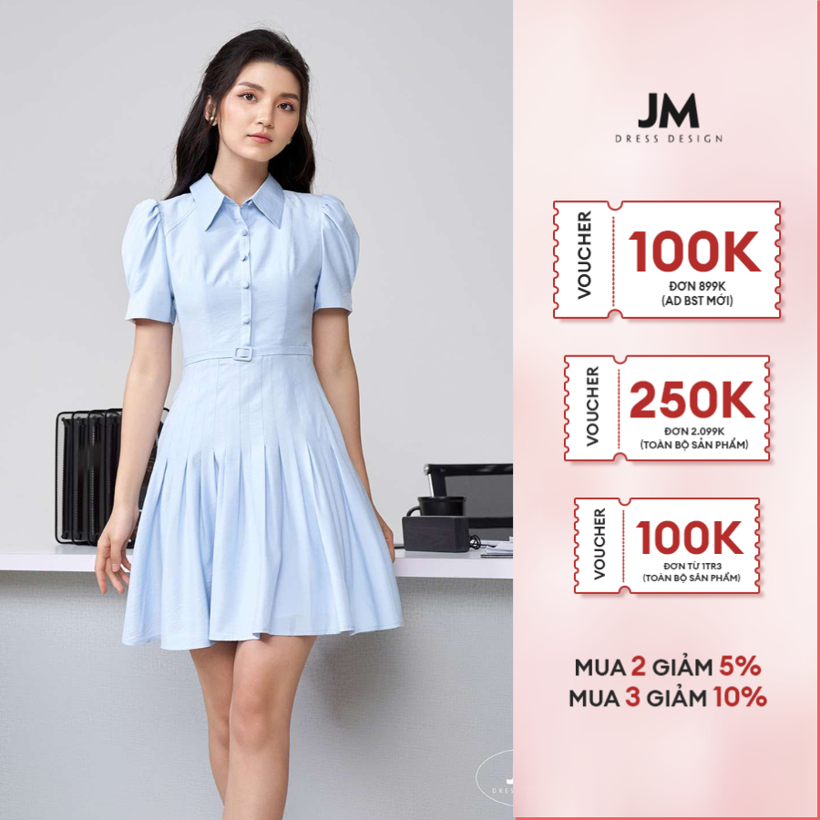Đầm cổ đức JM Dress Design chân xếp li 1S18.2204K | Shopee Việt Nam
