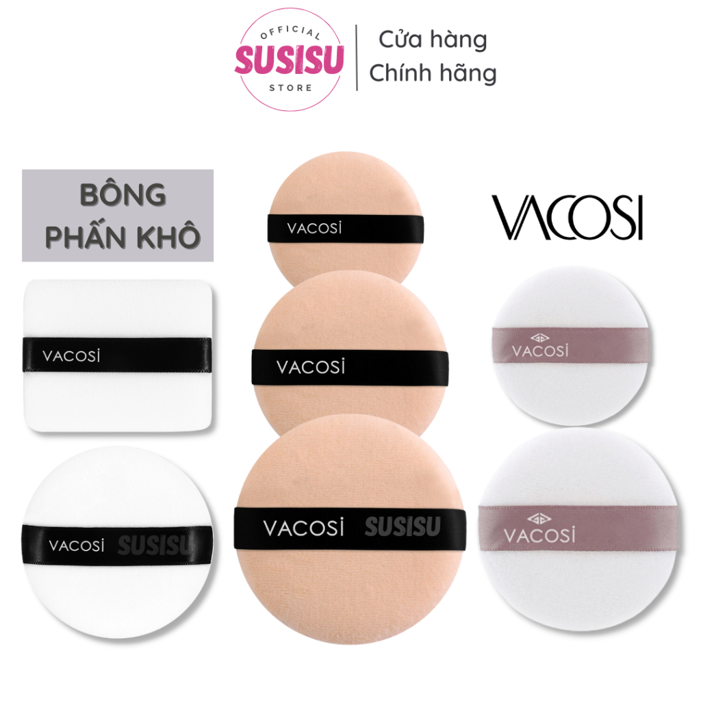 Bông phấn khô Vacosi, Bông dặm phấn phủ, phấn nền mút tròn BP01 BP02 BP08 BP09 BP19 | Shopee ...