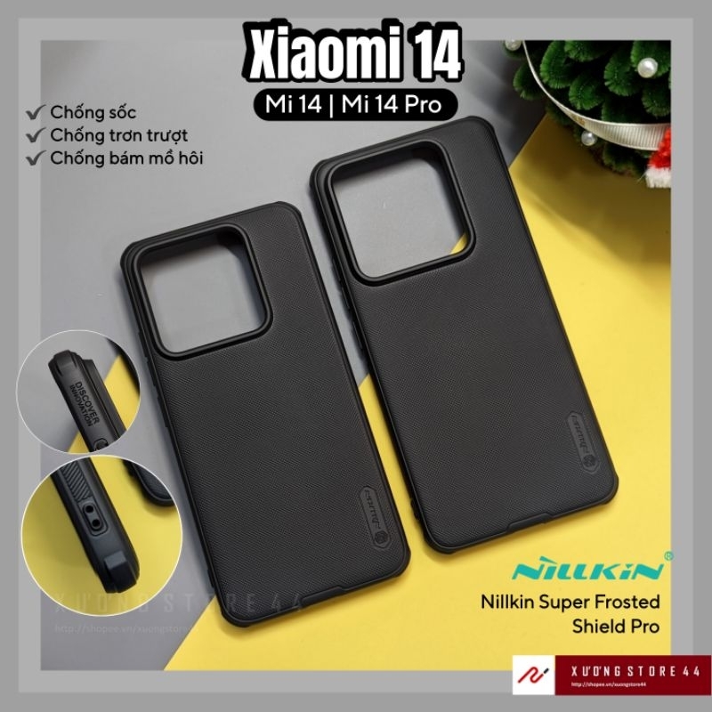 |Mi4| Ốp lưng Xiaomi 14 Ultra + Pro sần chống sốc Nillkin Super Frosted Shield Pro (Mi 14 Ultra ...