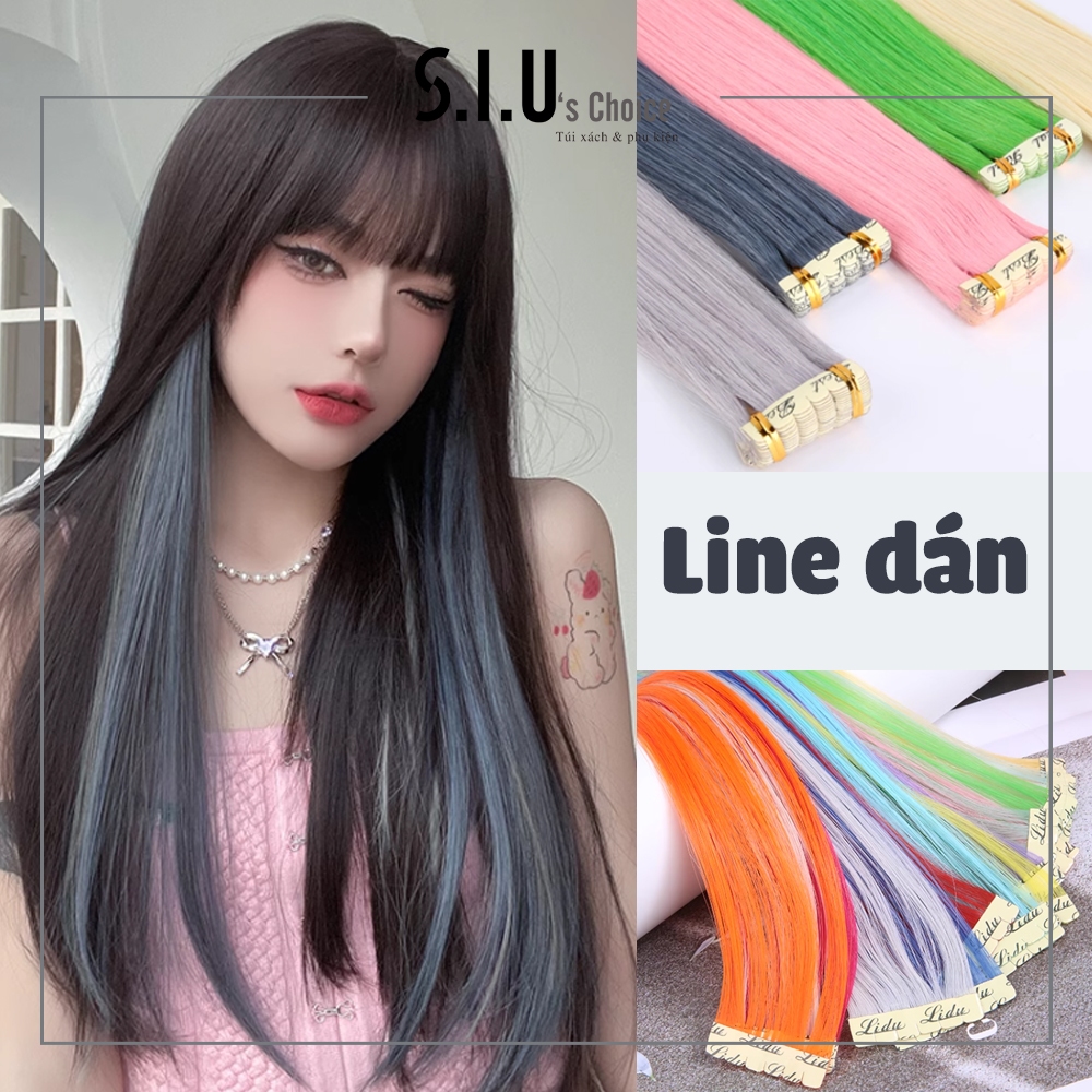 [LINE DÁN] Tóc giả highlight dán giống tóc thật dài 65cm siuschoice ...