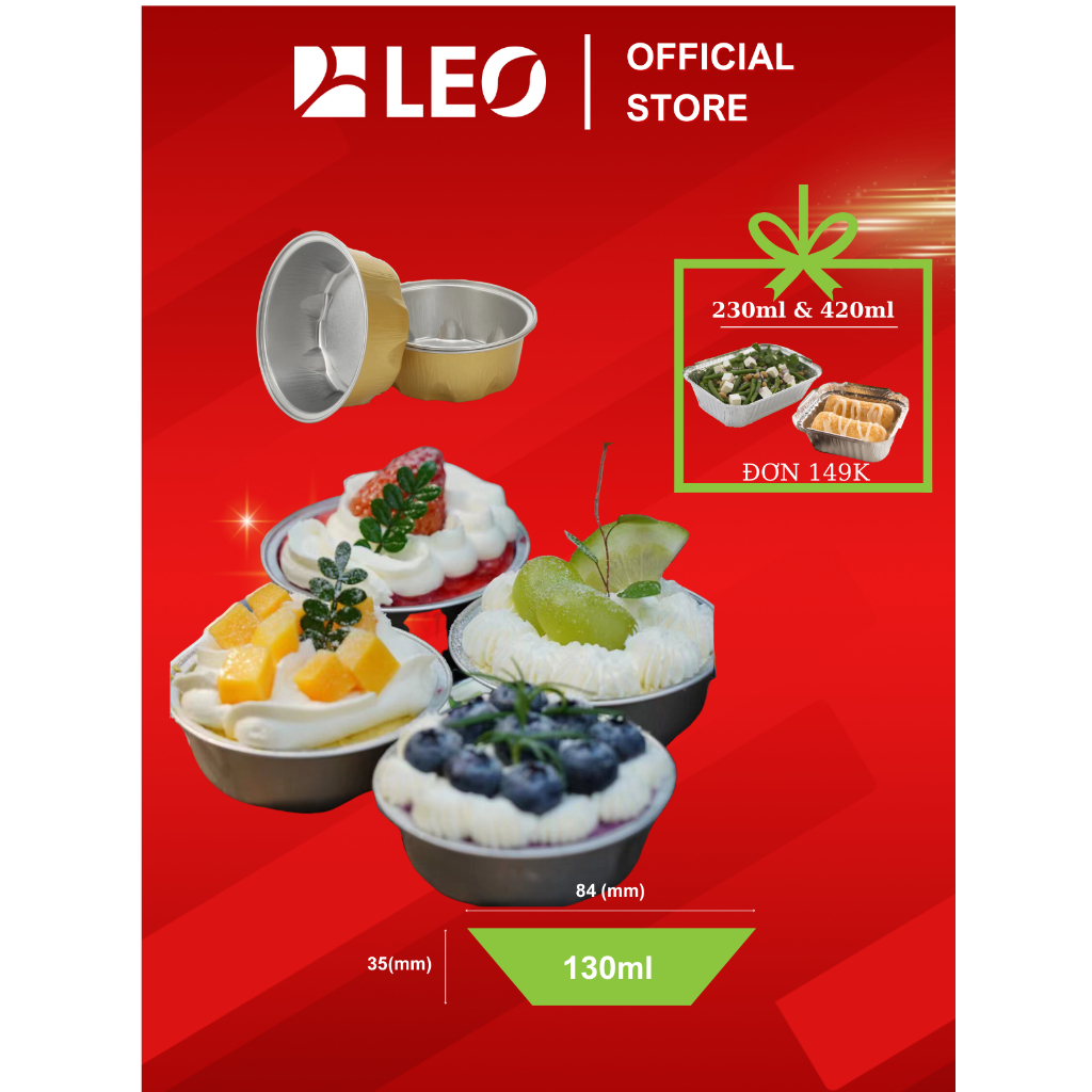 Khay giấy bạc - nhôm nướng bánh, hộp đựng bánh 130ml MY084/110 LEO chính hãng. | Shopee Việt Nam