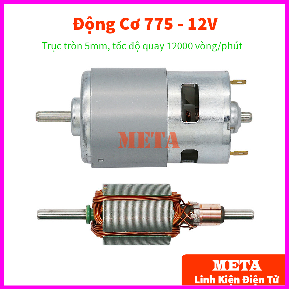 Động cơ motor 775, động cơ 775, Động cơ DC RS775 12V trục đơn tròn 5mm ...