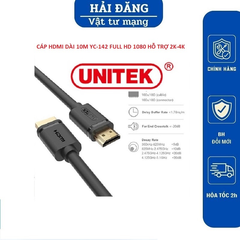 Dây,Cáp tín hiệu HDMI 10M YC142 Chính hãng Unitek Full HD 1080 hỗ trợ ...