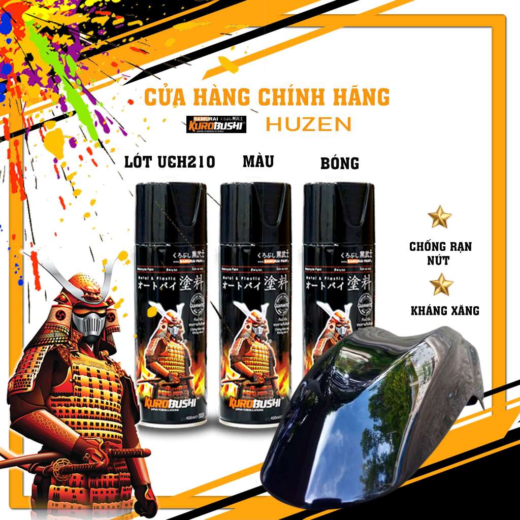 Combo màu đen bóng 109 SAMURAI cực đẹp chống rạn nứt kháng xăng công ...
