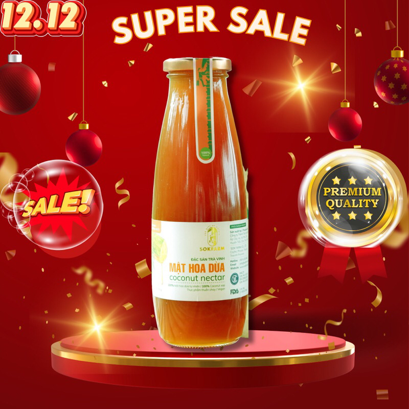 Mật hoa dừa Sokfarm Trà Vinh - Chai 700g và 1.5kg- Sản phẩm thuần chay, có chỉ số đường huyết ...