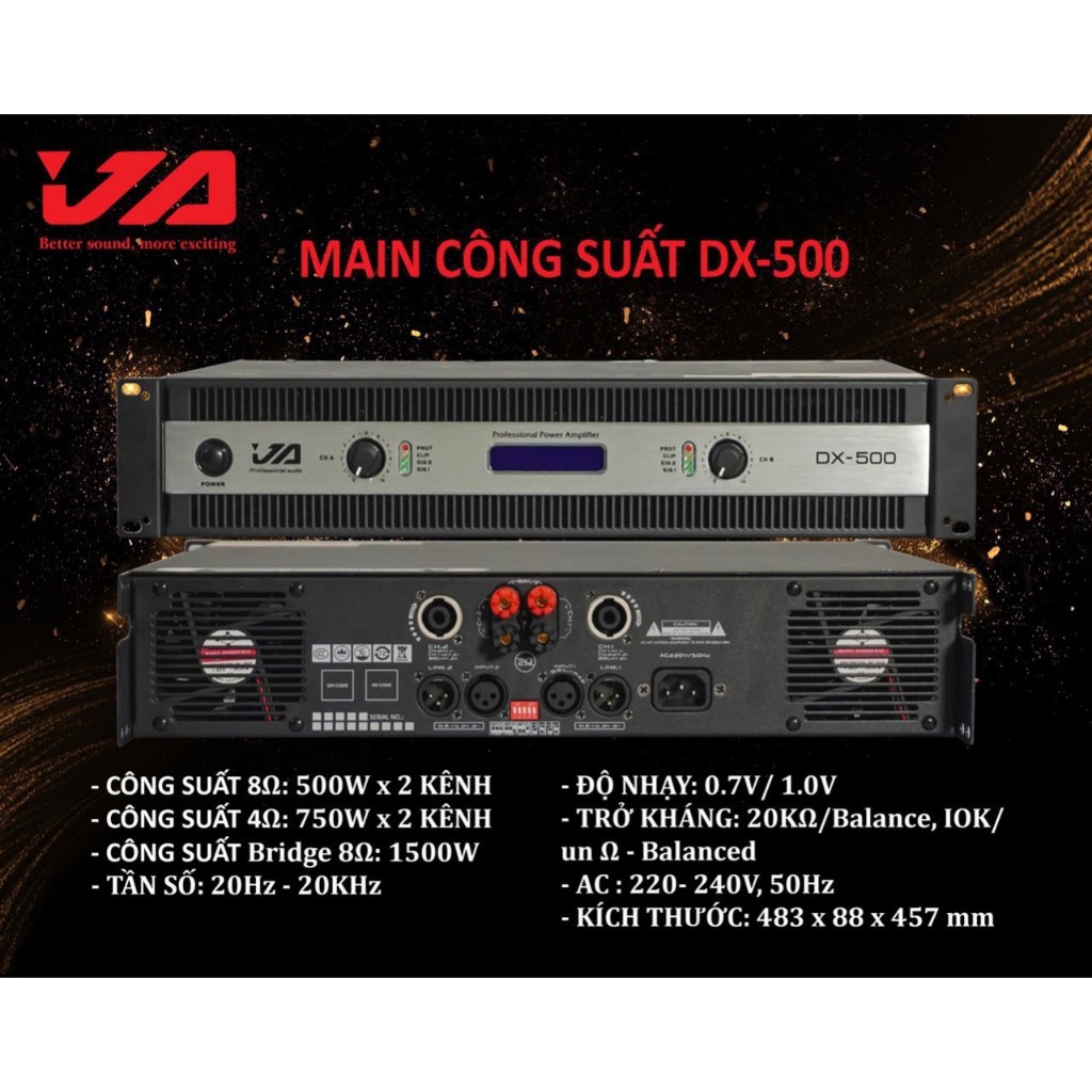 [BH 12 THÁNG]Cục đẩy công suất 2 kênh JA DX-500 hàng chính hãng JA | Shopee Việt Nam
